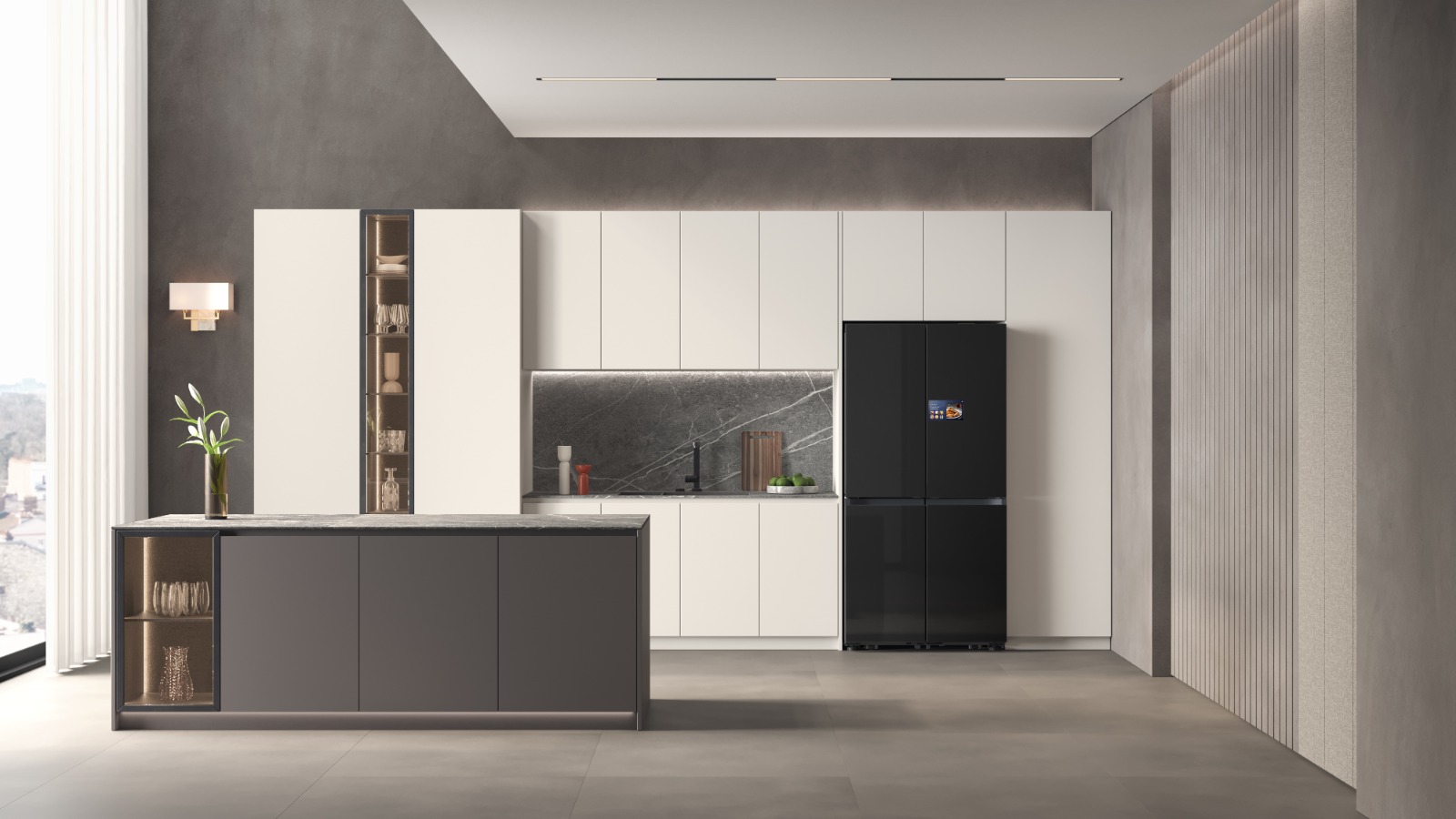 El refrigerador de 4 puertas también viene con diseño Kitchen Fit